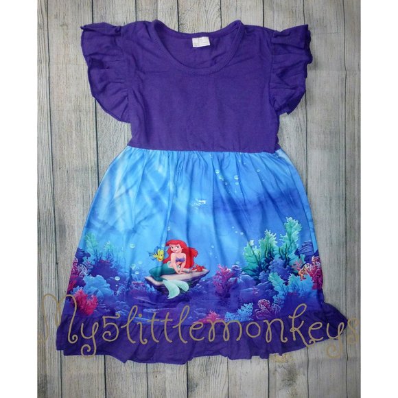 Dresses | Ariel Little Mermaid Girls Purple Boutique Dress | Poshmark
